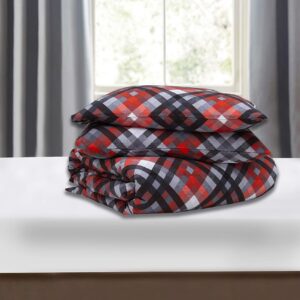 Friends at Home 180 Gram Cotton Heavyweight Flannel Duvet Cover Sets (Grey/red/Black, King)