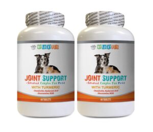 dog joint rescue - pets joint support with turmeric and msm - dogs and cats - premium complex - dog hip and joint supplement turmeric - 2 bottles (120 tablets)