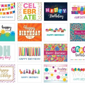 Stonehouse Collection 48 Birthday Card Assorted Pack - USA Made - 16 Unique Assorted Designs Blank Cards - Bulk Boxed Set (48 Card)