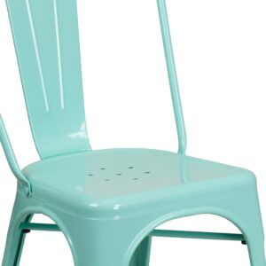 EMMA + OLIVER Commercial Grade Mint Green Metal Indoor-Outdoor Stackable Chair