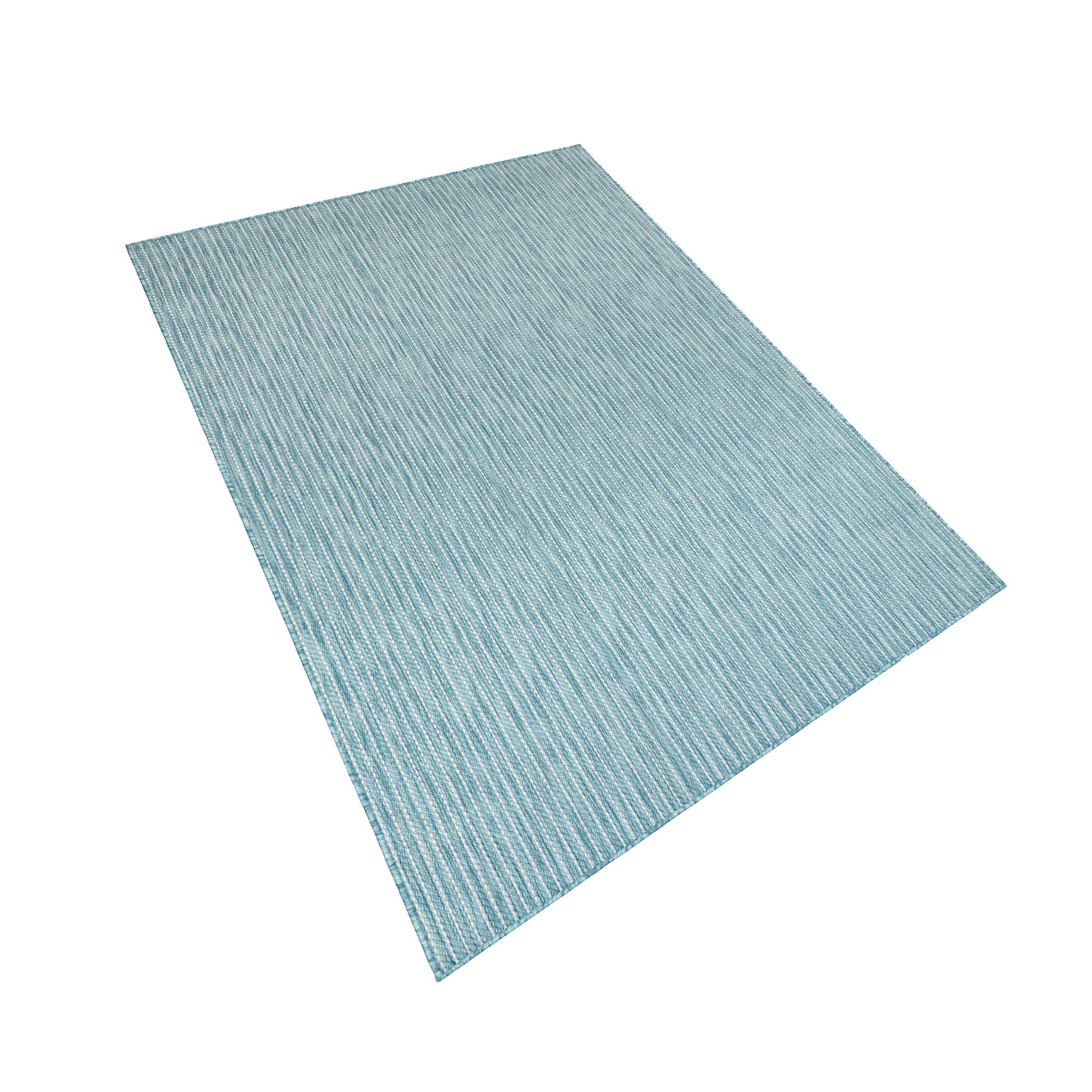 Liora Manne CARMEL Indoor/Outdoor Power Loomed Synthetic Blend Low Profile Area Rug - Transitional Stripe Global Colorful (Texture Stripe Aqua) (7'10" x 9'10")