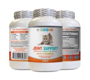 my lucky pets llc cat joint treats - cat joint support with turmeric complex - hip care - premium msm - cat glucosamine chondroitin powder - 1 bottle (60 chewable tablets)