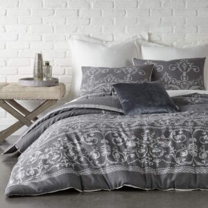 levtex home belvedere charcoal queen duvet set