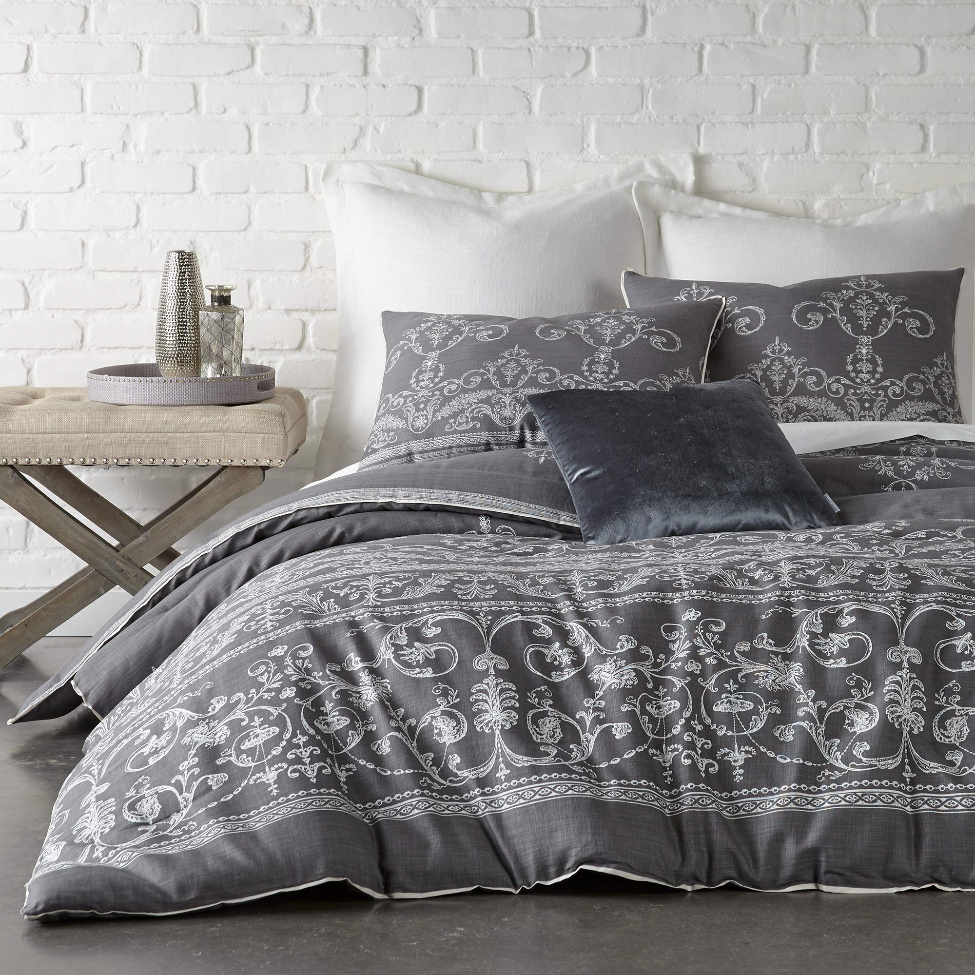 Levtex Home Belvedere Charcoal Queen Duvet Set