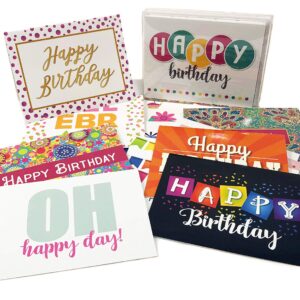 Stonehouse Collection 48 Birthday Card Assorted Pack - USA Made - 16 Unique Assorted Designs Blank Cards - Bulk Boxed Set (48 Card)