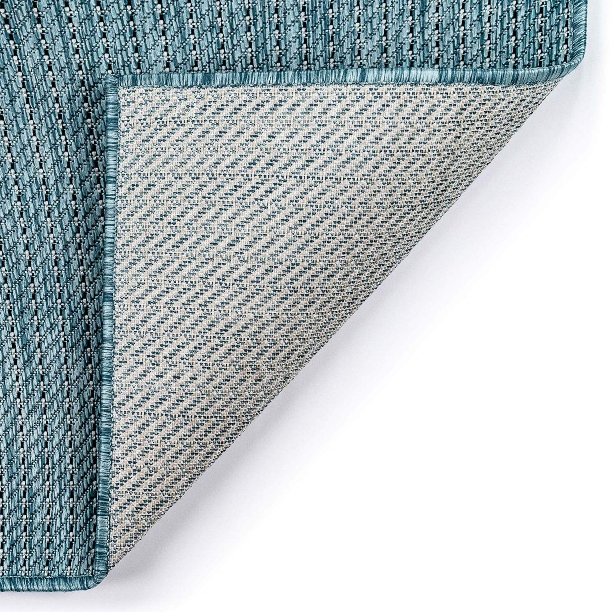 Liora Manne CARMEL Indoor/Outdoor Power Loomed Synthetic Blend Low Profile Area Rug - Transitional Stripe Global Colorful (Texture Stripe Aqua) (7'10" x 9'10")