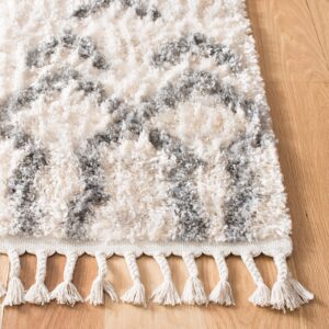 SAFAVIEH Berber Fringe Shag Collection Area Rug - 9' x 12', Cream & Grey, Moroccan Design, Non-Shedding & Easy Care, 1.2-inch Thick Ideal for High Traffic Areas in Living Room, Bedroom (BFG611A)