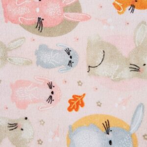 comfy flannel print bunnies pink, fabric by the yard