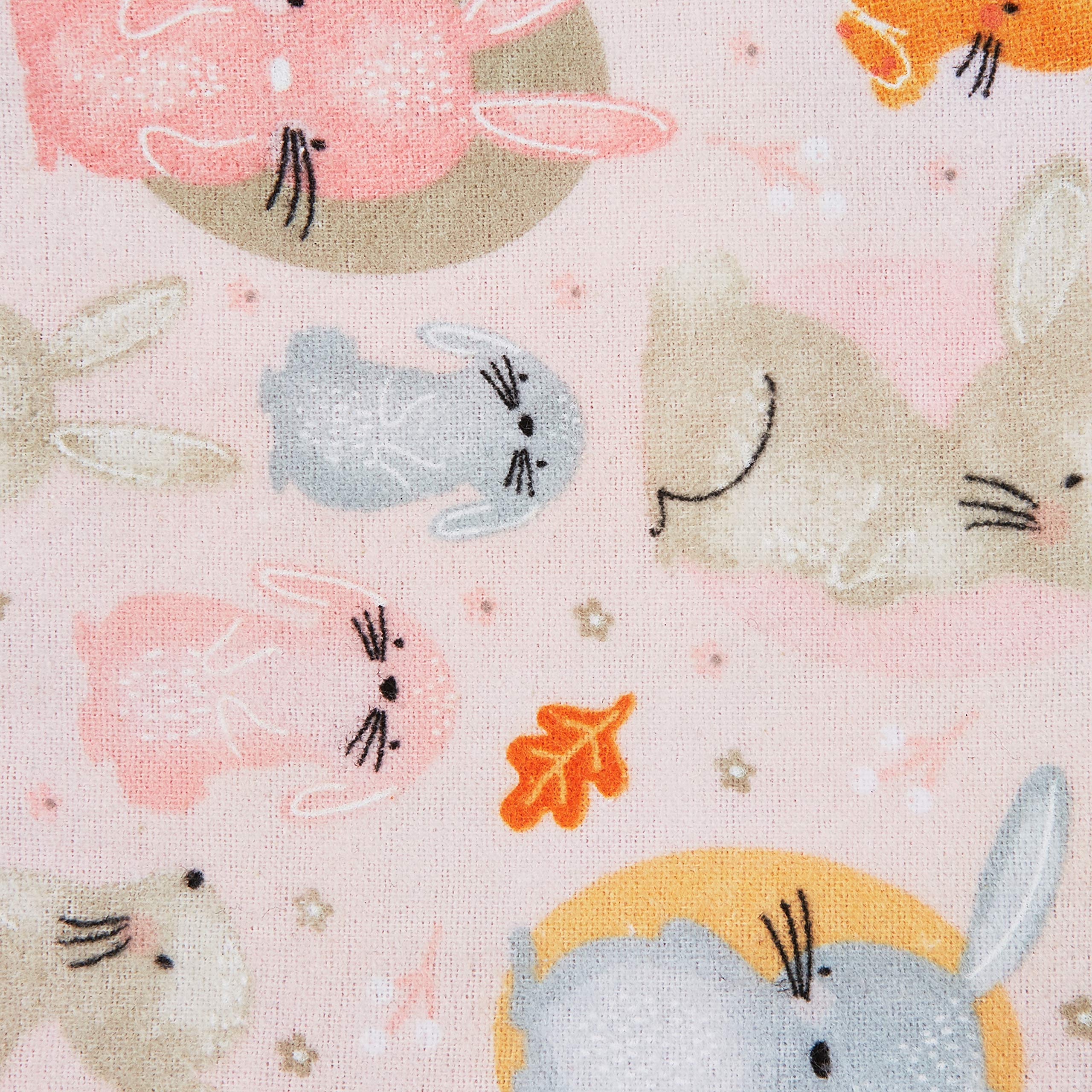 Comfy Flannel Print Bunnies Pink, Fabric by the Yard