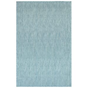 Liora Manne CARMEL Indoor/Outdoor Power Loomed Synthetic Blend Low Profile Area Rug - Transitional Stripe Global Colorful (Texture Stripe Aqua) (7'10" x 9'10")