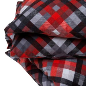 Friends at Home 180 Gram Cotton Heavyweight Flannel Duvet Cover Sets (Grey/red/Black, King)