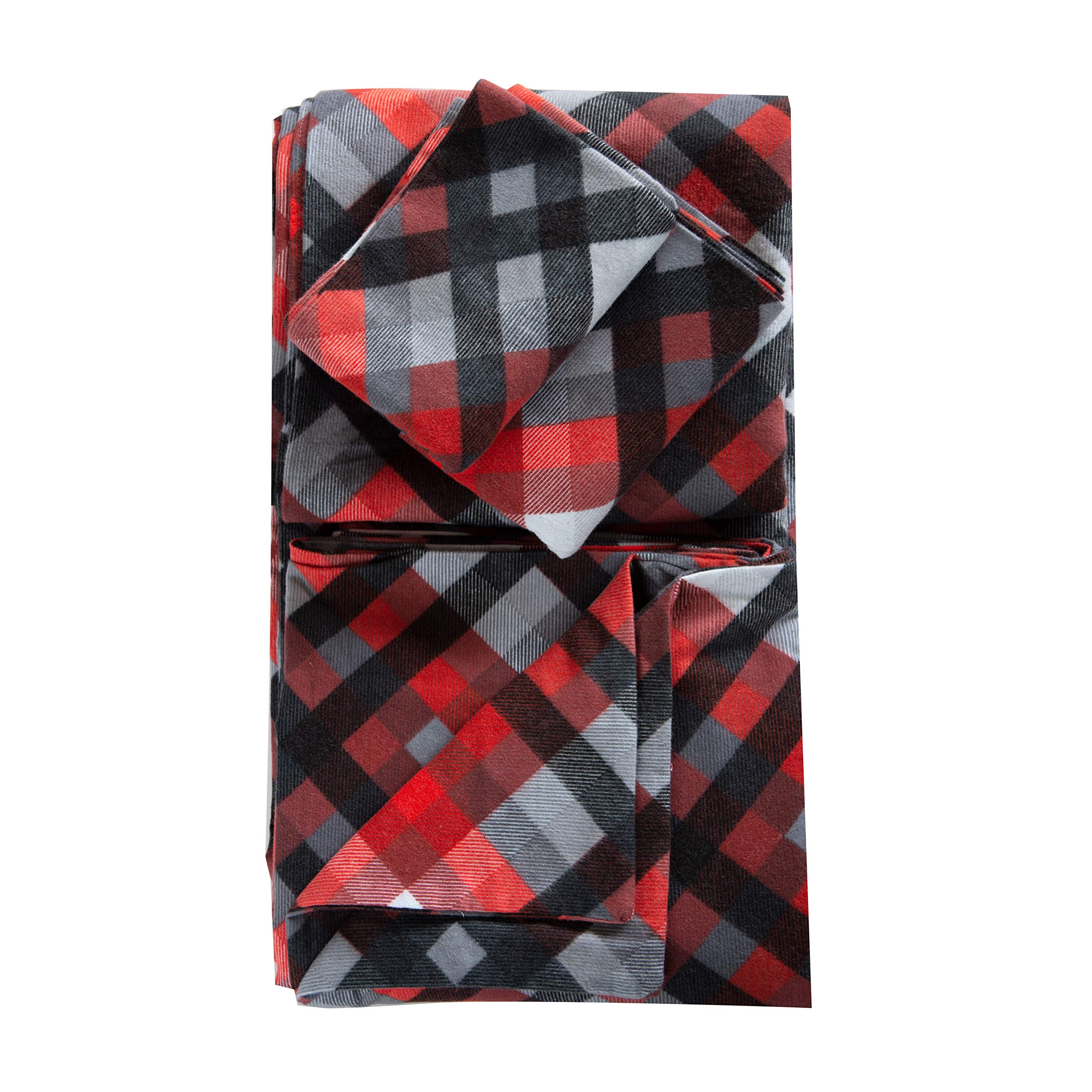 Friends at Home 180 Gram Cotton Heavyweight Flannel Duvet Cover Sets (Grey/red/Black, King)