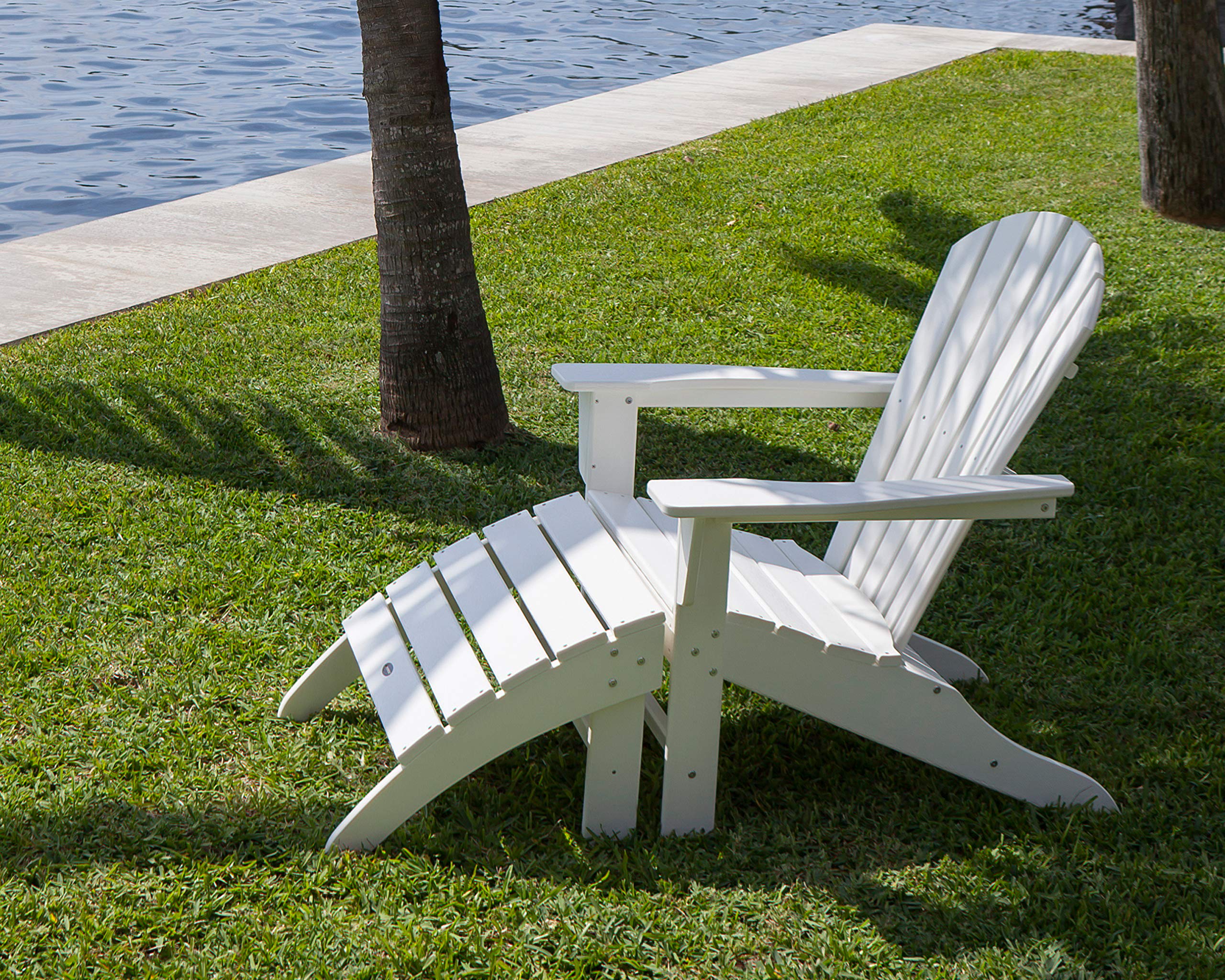 POLYWOOD South Beach 2-Piece Adirondack Chair Set with Ottoman