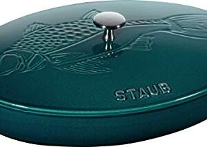 Staub 40501-125 Fish Signature Oval Hot Plate Lamer Two-Handed Cast Iron Pot, Induction Compatible