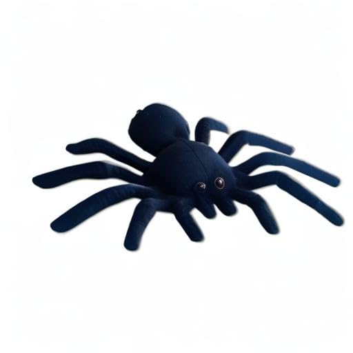 TAMMYFLYFLY Black Spider Plush, 9 Inch Collectible Decorative Big Eyes Tarantula Stuffed Toy Soft Take A Long Plushie Pillow Squishes Washable Cushy Mini Doll