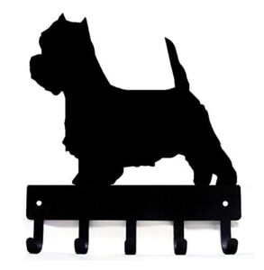 the metal peddler west highland terrier westie key holder hanger - small 6 inch wide with 5 hooks - made in usa