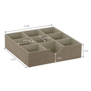 Household Essentials Brown 723-1 Deep 9 Section Drawer Organizer Box for Storage | 12 in x 12 in 3.13