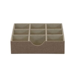 Household Essentials Brown 723-1 Deep 9 Section Drawer Organizer Box for Storage | 12 in x 12 in 3.13