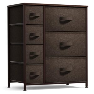 sorbus dresser with 7 drawers - chest organizer tower unit with steel frame, wood top, easy pull fabric bins - storage furniture for bedroom, hallway, closet & office organization