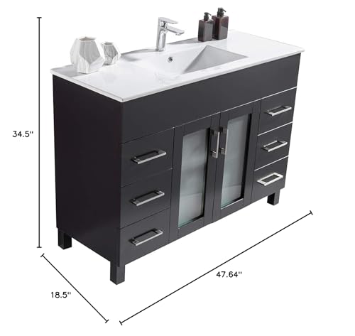 Laviva Nova 48 - Espresso Cabinet Ceramic Basin Countertop