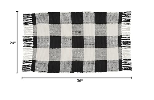 Park Designs Buffalo Check Rag Rug - Black & Cream