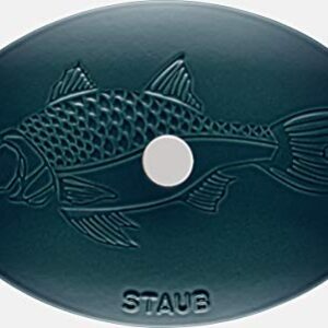 Staub 40501-125 Fish Signature Oval Hot Plate Lamer Two-Handed Cast Iron Pot, Induction Compatible