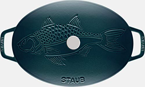 Staub 40501-125 Fish Signature Oval Hot Plate Lamer Two-Handed Cast Iron Pot, Induction Compatible