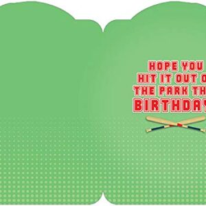 Paper House Baseball on Green Die Cut Foil Sports Birthday Card for Kids