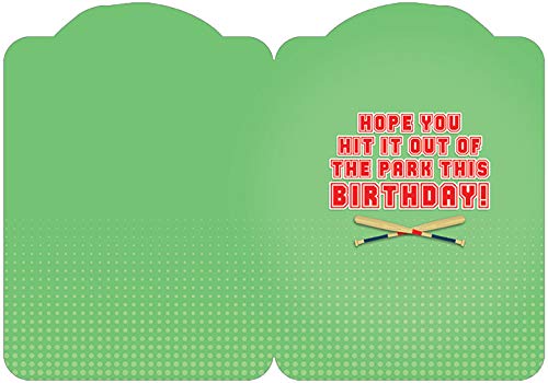 Paper House Baseball on Green Die Cut Foil Sports Birthday Card for Kids