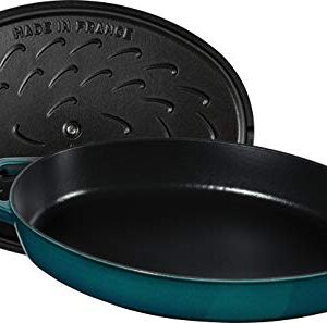 Staub 40501-125 Fish Signature Oval Hot Plate Lamer Two-Handed Cast Iron Pot, Induction Compatible