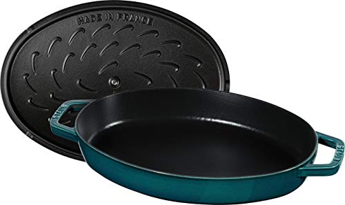 Staub 40501-125 Fish Signature Oval Hot Plate Lamer Two-Handed Cast Iron Pot, Induction Compatible