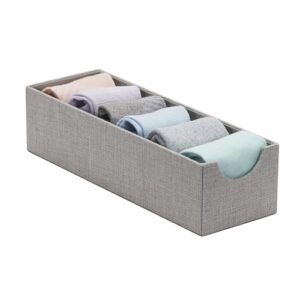 Household Essentials Grey 725-1 Deep Drawer Organizer Box for Storage | 12 in x 4 in x 3.13, Silver