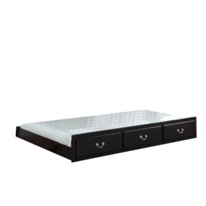 acme bailee twin wooden trundle with faux drawers in black