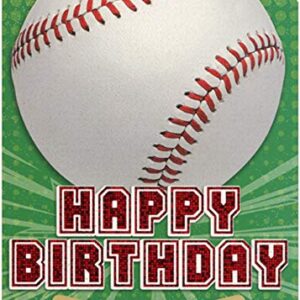 Paper House Baseball on Green Die Cut Foil Sports Birthday Card for Kids