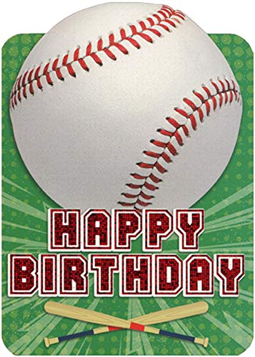 Paper House Baseball on Green Die Cut Foil Sports Birthday Card for Kids