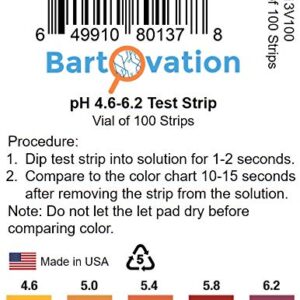 pH Test Strips for Beer Making, Homebrew, Acidity, 4.6 to 6.2 pH [Vial of 100 Strips]