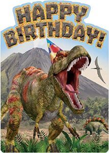 paper house t rex roaring die cut foil birthday card for kids