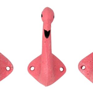 Pink Flamingo Cast Iron Wall Hook 4 Inch (Set of 3)