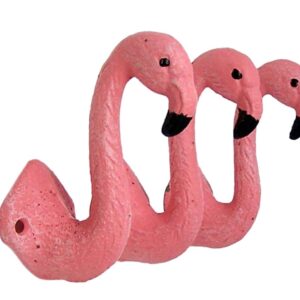 Pink Flamingo Cast Iron Wall Hook 4 Inch (Set of 3)