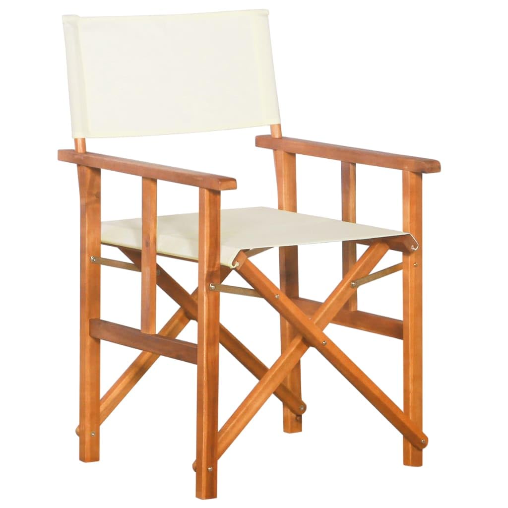 vidaXL Foldable Director's Chair - Solid Acacia Wood, Weather-Resistant, Polyester Seat, Backrest, Stylish Design, Easy to Store/Transport, Suitable for Camping and Beach Outtings