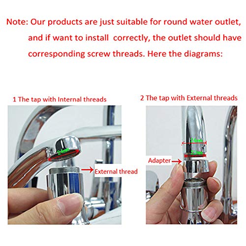 3-Color Led Faucet Lights Temperature Sensitive Three Color Changing Faucet Tap LED Faucet Light Water Faucet LED Aerator For Kitchen Bathroom Bath Basin Sink(1pcs)