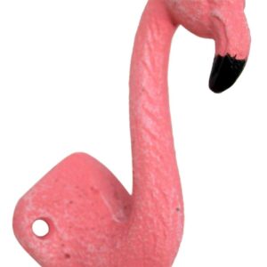 Pink Flamingo Cast Iron Wall Hook 4 Inch (Set of 3)