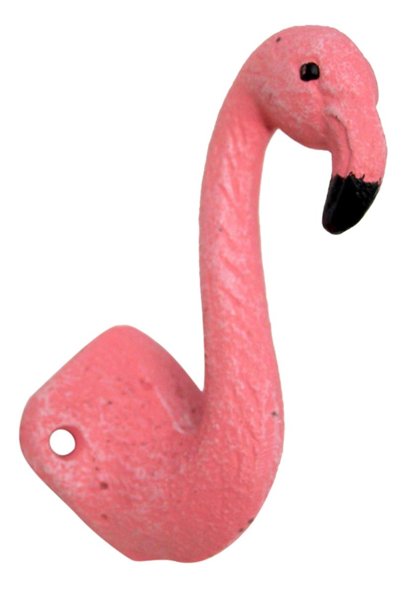 Pink Flamingo Cast Iron Wall Hook 4 Inch (Set of 3)