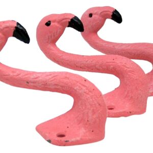 Pink Flamingo Cast Iron Wall Hook 4 Inch (Set of 3)