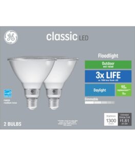 ge classic 90-watt eq led par38 daylight dimmable light bulb (2-pack)