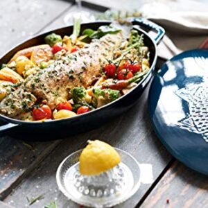 Staub 40501-125 Fish Signature Oval Hot Plate Lamer Two-Handed Cast Iron Pot, Induction Compatible