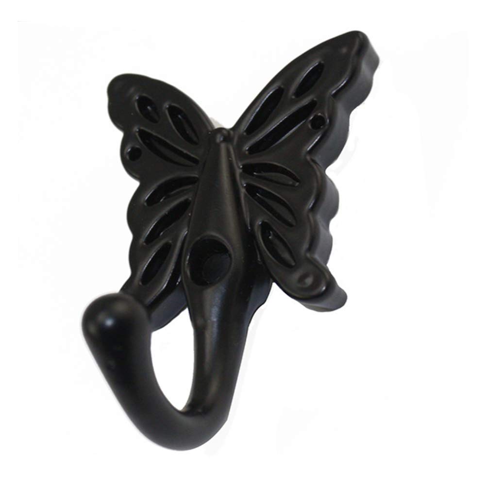 4 PCS Wall Mounted Hanger Hooks Vintage Door Hangers for Clothes Towel Coat Hat Butterfly Patterned Black (Length:2-1/4", Width: 1-3/8")