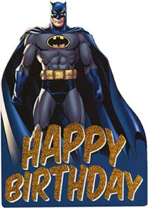 paper house batman with blue cape die cut foil superhero birthday card for kids