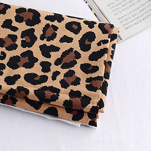 Cotton Fabric Leopard Fabric by The Yard 110cm Wide Cozy Trend Leopard (Beige Brown)