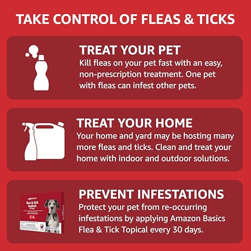 Amazon Basics Flea and Tick Topical Treatment for X-Large Dogs (89-132 pounds), 3 Count (Previously Solimo)